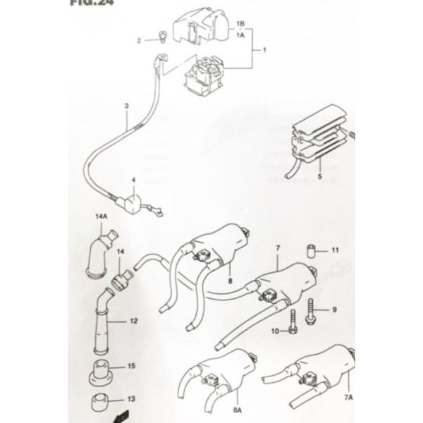 インパルス400(GK79A)　プラグキャップ　1台分 図中(12番)　33510-48B10　4個販売内容は以下になります。●図中(12番)　33510-48B10　4個  <同じ商品を２個以上または違う商品を2アイテム以上をご購入...