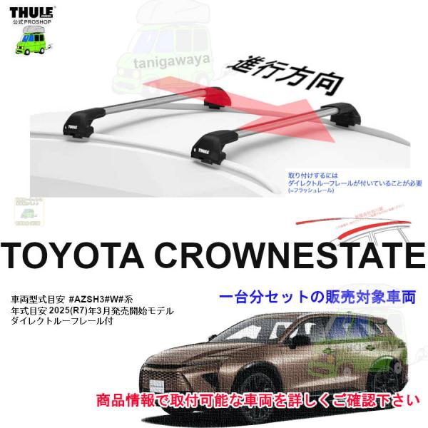 THULE キャリア一台分のSET商品トヨタ クラウンエステート ダイレクトルーフレール付車両型式目安 #AZSH3#W#系系年式目安  2025(R07)年3月発売開始モデルDR付=ダイレクトルーフレール車とは屋根との間にスキマがないルー...