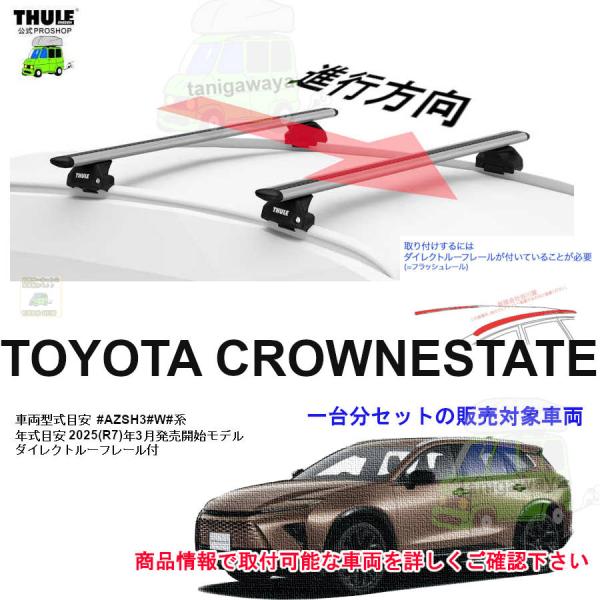 THULE キャリア一台分のSET商品トヨタ クラウンエステート ダイレクトルーフレール付車両型式目安 #AZSH3#W#系系年式目安  2025(R07)年3月発売開始モデルDR付=ダイレクトルーフレール車とは屋根との間にスキマがないルー...