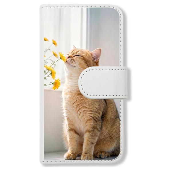 ●商品説明●【商品名】iPhone15 Max 2023 手帳型(ホワイトｘヒナギクと茶トラねこ) ねこ柄 お花をくんくん 癒やし 可愛い おしゃれ ダイアリータイプ 横開き カード収納 フリップ カバー【対応機種】iPhone15 Max...