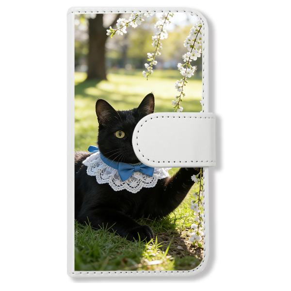 ●商品説明●【商品名】iPhone15 Pro Max 2023? 手帳型(ホワイトｘ黒猫) ねこ柄 リボン レース 襟 可愛い おしゃれ ダイアリータイプ 横開き カード収納 フリップ カバー【対応機種】iPhone15 Pro Max ...