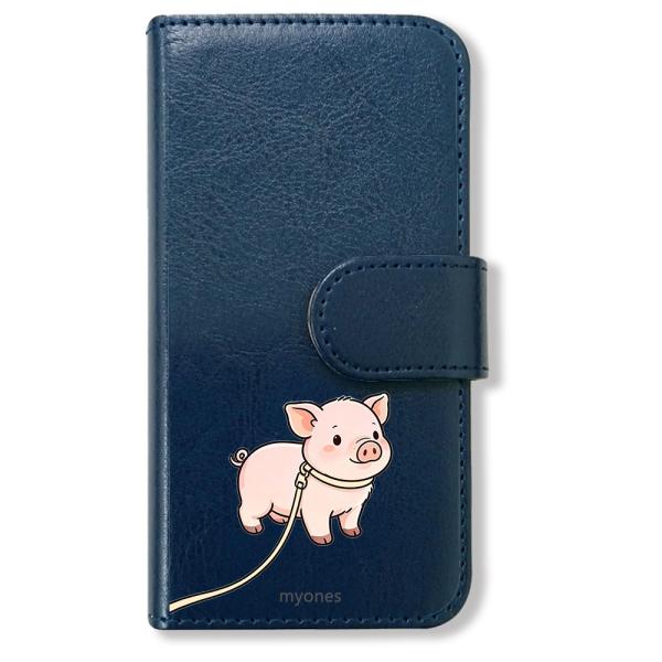 ●商品説明●【商品名】SC-01K/SCV37 Galaxy Note8 手帳型(ネイビーｘブタ) ぶた 散歩 ブタ 豚 キャラクター おしゃれ かわいい ダイアリータイプ 横開き カード収納 フリップ カバー【対応機種】SC-01K/SC...