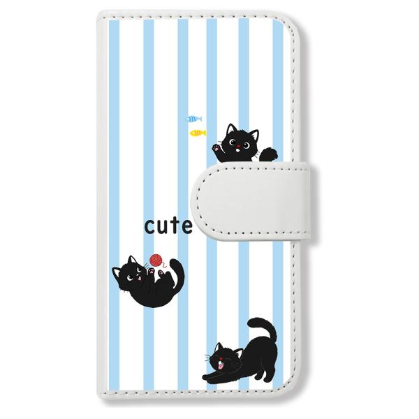 ●商品説明●【商品名】Galaxy Note10 Plus SC-01M SCV45 手帳型(ホワイトｘ黒ねこ) 黒ねこ 魚 ストライプ アニマル ダイアリータイプ 横開き カード収納 フリップ カバー【対応機種】Galaxy Note10...