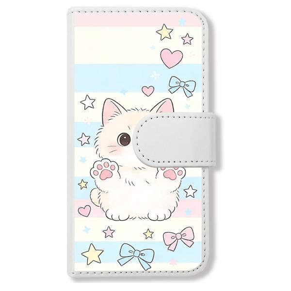 ●商品説明●【商品名】Galaxy Note10 Plus SC-01M SCV45 手帳型(ホワイトｘ白ねこ) 白猫 ハート 肉球 星 かわいい ダイアリータイプ 横開き カード収納 フリップ カバー【対応機種】Galaxy Note10...