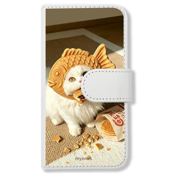 ●商品説明●【商品名】Galaxy Note10 Plus SC-01M SCV45 手帳型(ホワイトｘ猫と鯛焼き) 猫 鯛焼き ネコ 白猫 オッドアイ ダイアリータイプ 横開き カード収納 フリップ カバー【対応機種】Galaxy Not...