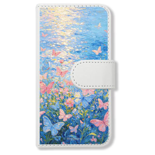 ●商品説明●【商品名】Galaxy Note10 Plus SC-01M SCV45 手帳型(ホワイトｘ月下の蝶) 油絵風 蝶 花柄 おしゃれ 印象派 アート デザイン かわいい 韓国 ダイアリータイプ 横開き カード収納 フリップ カバー...
