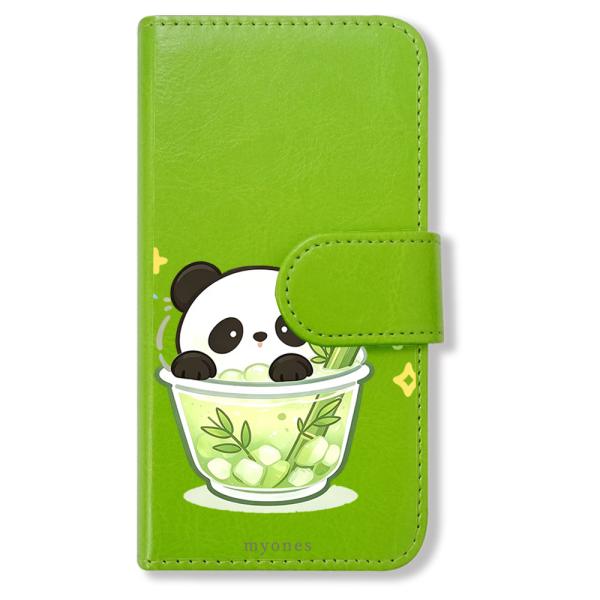 ●商品説明●【商品名】Galaxy S21 Plus 5G SCG10 手帳型(グリーンｘパンダと竹) パンダ イラスト 可愛い お茶 ティーカップ 癒やし ダイアリータイプ 横開き カード収納 フリップ カバー【対応機種】Galaxy S...