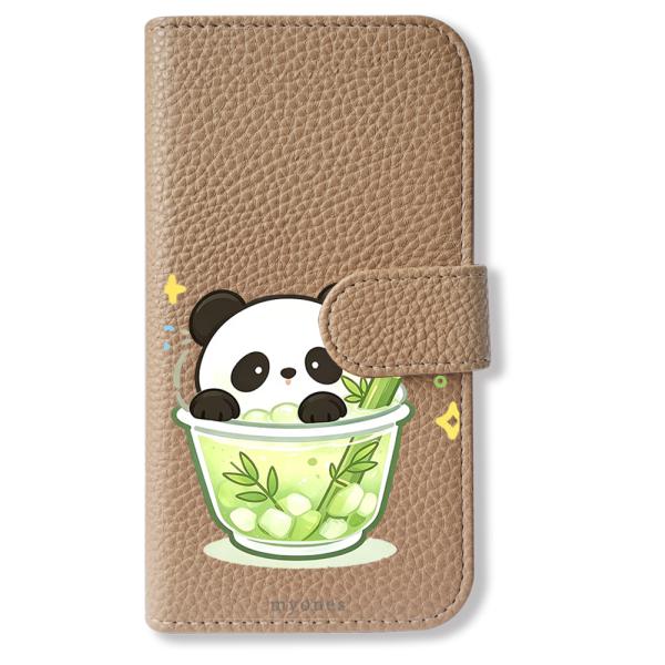 ●商品説明●【商品名】AQUOS zero2 SH-01M SHV47 手帳型(グレージュｘパンダと竹) パンダ イラスト 可愛い お茶 ティーカップ 癒やし ダイアリータイプ 横開き カード収納 フリップ カバー【対応機種】AQUOS z...