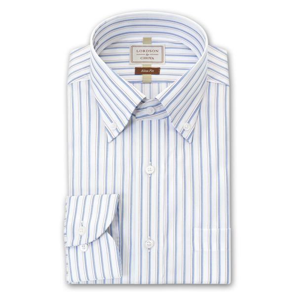 LORDSON by CHOYA Slim Fit 綿100％ 形態安定加工ドレスシャツ（スリムフィット） LORDSON by CHOYA、待望のスリムフィット。 細身なのに動きやすいシルエットを採用しています。 控えめなブルーのストライ...
