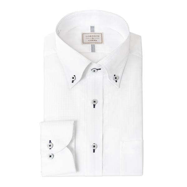 LORDSON by CHOYA綿100％ 形態安定加工ドレスシャツ（標準体）シンプルかつベーシックな白ドビーですが下前立てにはストライプのデザインテープを使用しておりネクタイがなくてもお洒落に着こなせます。ふっくらとソフトで着心地の良い綿...