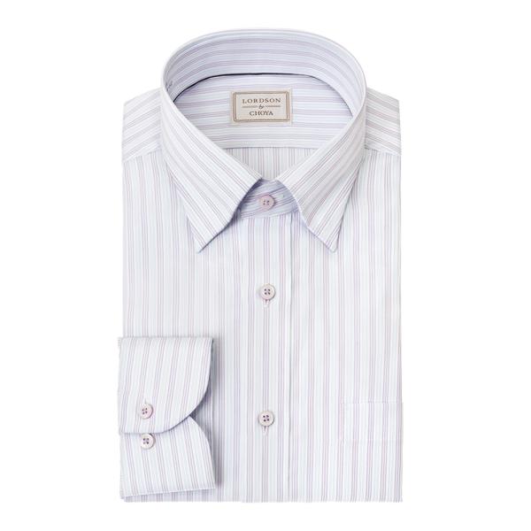 LORDSON by CHOYA綿100％ 形態安定加工ドレスシャツ（標準体）ブルーとパープルのストライプは寒色系でまとまっており紫陽花を連想させるような、綺麗な配色です。ふっくらとソフトで着心地の良い綿100%素材ながら形態安定のためご自...