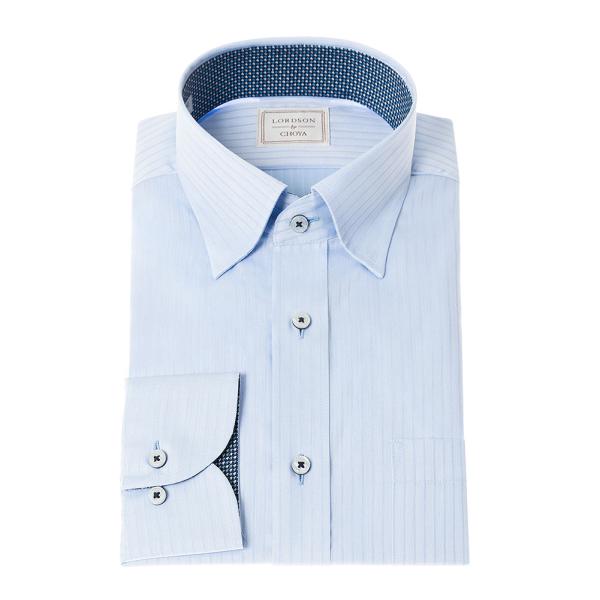 LORDSON by CHOYA綿100％ 形態安定加工ドレスシャツ（標準体）青のヘリンボーン×ドビーストライプ角度によって光沢が美しい1着となっております。ふっくらとソフトで着心地の良い綿100%素材ながら形態安定のためご自宅でのお手入れ...