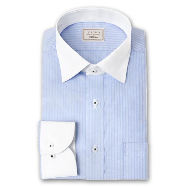LORDSON by CHOYA 綿100％ 形態安定加工ドレスシャツ（標準体） ブルードビーのワイドカラー、クレリックシャツ。 白とブルーのコントラストが美しく、スーツにもよく合います。 ふっくらとソフトで着心地の良い綿100%素材ながら...