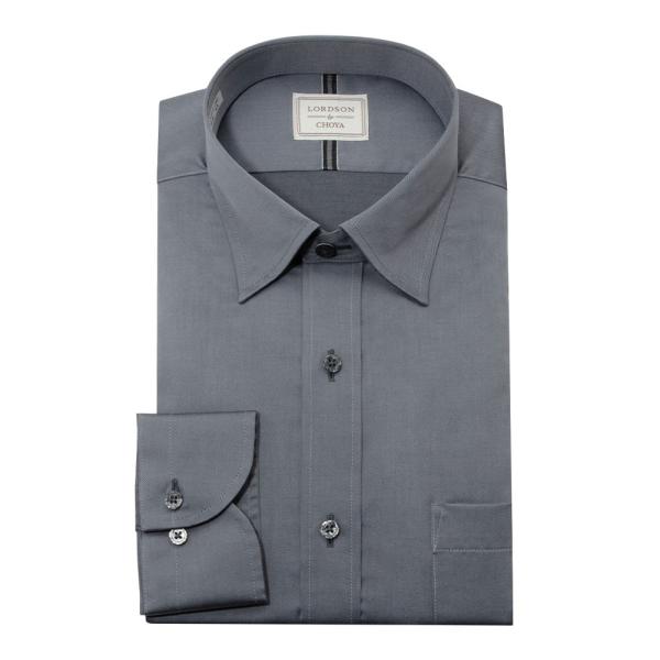 LORDSON by CHOYA綿100％ 形態安定ドレスシャツ（標準体）落ち着いた色合いのグレー無地。釦もグレーを使用し統一感のある色合いに。ダークカラーのアウターと合わせてパーティーシーンにも。ふっくらとソフトで着心地の良い綿100%素...