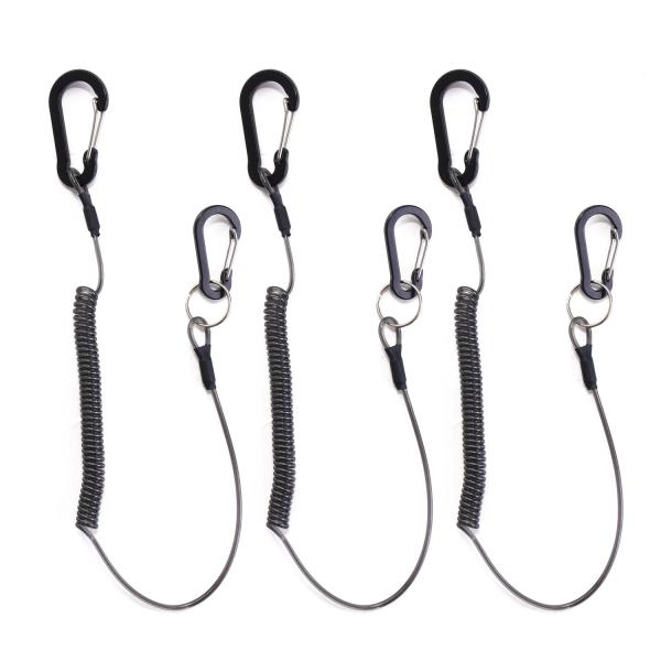 【大切な道具の落下防止や紛失防止に】釣具や小物を誤って落としてしまい破損したり紛失を防ぐ落下防止コード【ワイヤー入りで頑丈】スパイラルコード内部にワイヤーが入っているので大小様々なロッドやタモや多少重い金属製のプライヤー等の釣り具や日常使い...