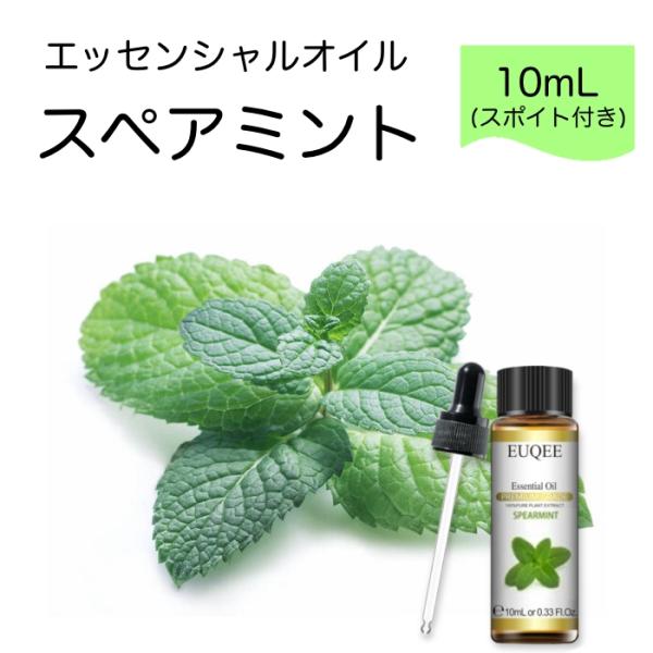 ●送料無料(クリックポスト/追跡可能)●香り(原料)：スペアミント Mentha spicata●10mL×1本 (スポイト付)●抽出方法：水蒸気蒸留法●抽出部位：全草●高品質PREMIUM GRADE 無添加 無希釈 エッセンシャルオイル...