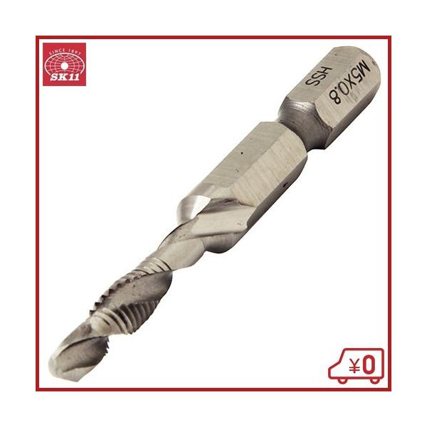 ■用途鉄板・非鉄金属・樹脂などのタップ立て用。■特徴タップの下穴あけとねじ切りが同時にできる便利な電動用タップドリルです。■特長正・逆転電動ドリル用。タップサイズ5.0mm×ピッチ0.8。加工材の厚さ：5mm以下。回転数(鉄)：600min...