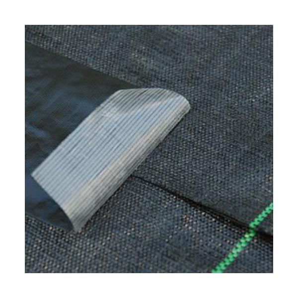 ■特長■・各種農用シートの補修に。・シート押えの保護などに。・防草シートの亀裂補修に最適です。・防草シートのつなぎ合わせに使用可能です。・クロス・不織布・マルチシート兼用・テープ幅：100mm・テープ長さ：10M・テープ厚さ：0.1mm