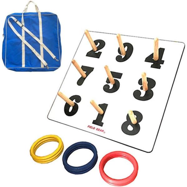 ▼セット内容・ボード（木質ボード（パーティクルボード）：60cm×60cm）：1台・ポール（木製：長さ155mm）・・・9本・スタンド足（木製：長さ約180mm）：2本・輪（特殊ゴム：直径17cm）：9本（赤・青・黄　各3）＊各　約133g...