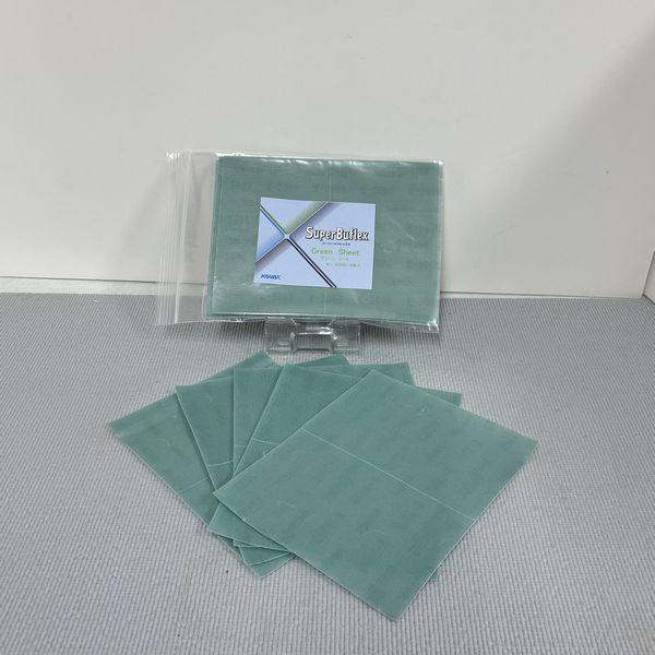 スーパーバフレックス　グリーン　シート5枚入/袋サイズ：170mm×130mm仕様・・85mm×130mmサイズのミシン目入○P2000相当の仕上り○マジック式　空研ぎタイプ主な用途自動車補修塗装ポリッシング工程での塗装面肌調整研磨。