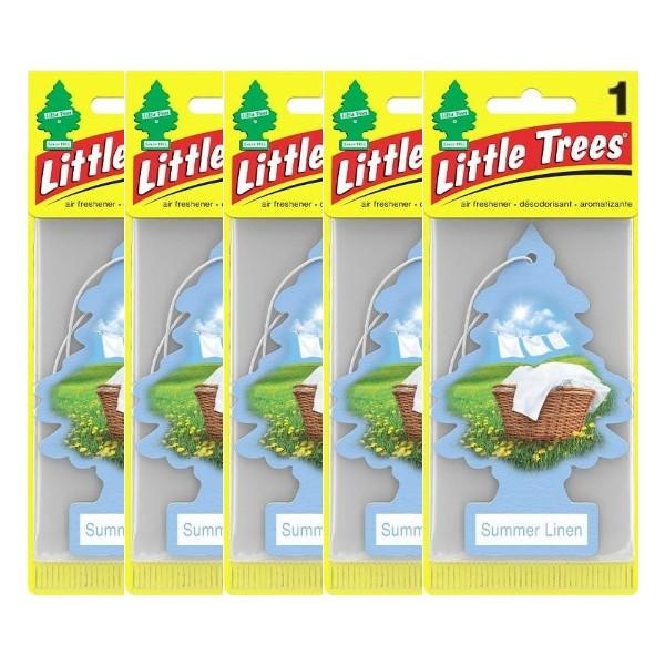 LittleTree リトルツリーエアフレッシュナーサマーリネン 5枚セット【香り】　　コットン、ピーチ、ラベンダー、ココナッツの香りが爽やかに夏空を駆け抜ける！【サイズ】　本体サイズ H:11.8cm W:6.9cm　　　　　　パッケージ...