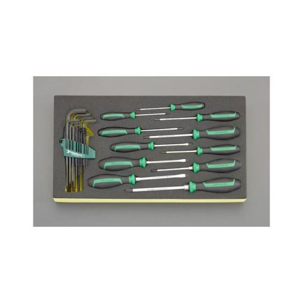 ●メーカー名：エスコ / ESCO●商品名：24本組 ドライバー・六角棒レンチセットメーカー品番：EA612VB-4JANコード：4550061035191備考■セット内容…24点■トレーサイズ…460×250×60（H）mm■（＋）ドライ...