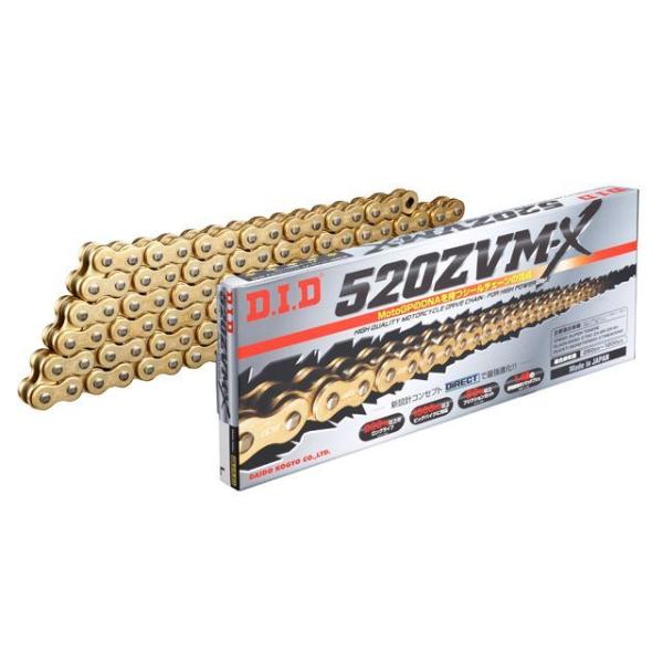 ●メーカー名：ディーアイディー / DID●商品名：ストリートチェーン 520ZVM-X カシメジョイントタイプ●カラー ゴールド リンク数 104LJANコード：4525516330176500 EXC600SS620 DUKE 620デ...