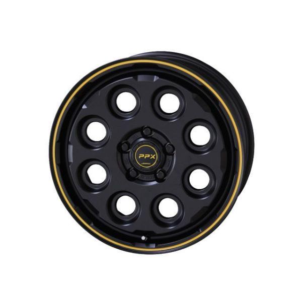 ●メーカー名：PPX(ピーピーエックス)●商品名：MIL：8 12×3.5J/インセット＋45/ホール4穴/PCD100/セミグロスブラックxイエローラインJANコード：4982716731262セミグロスブラックxイエローライン1235＋...