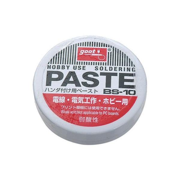 ●メーカー名：グット / goot●商品名：ハンダ付け用ペーストメーカー品番：BS-10JANコード：4975205320139素材成分：ワセリン80〜90WTパーセント。塩化亜鉛4〜6WTパーセント。水分2〜4WTパーセント・パラフィン6...