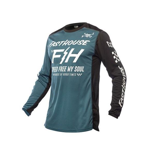 ●メーカー名：ファストハウス / FASTHOUSE●商品名：グラインドハウスジャージ スラマー（ブルー/ブラック）●サイズ Mメーカー品番：D1208JANコード：4547836488962カラーブルー/ブラック材質100％染色ポリエステ...