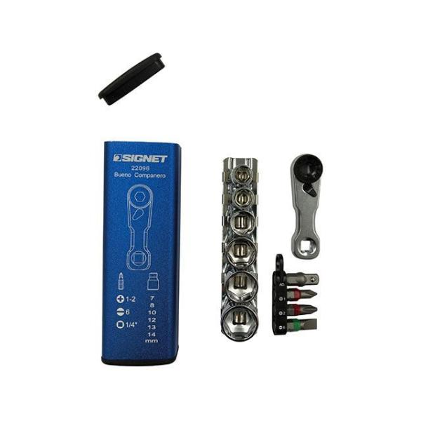 ●メーカー名：シグネット / SIGNET●商品名：22096 10個組 1/4DRビット・ソケット・アダプター 60ギアウルトラショートスクエアミニラチェセット 工具ケース付（ブルー）メーカー品番：22096JANコード：47128189...