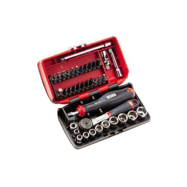 ●メーカー名：ウーザック / USAG●商品名：X-Grip ソケット＆ビットセット （38pcs）メーカー品番：609-1/4EAXJANコード：8001150047558・セット点数：38点・特殊形状のXグリップ付き六角ソケット（235...