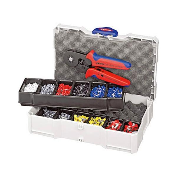 ●メーカー名：クニペックス / KNIPEX●商品名：9790-09 圧着 ペンチセットメーカー品番：・9790-09JANコード：40037730285741420gエンドスリーブ用自動調整圧着プライヤー（9753-04）、プラスチック製...