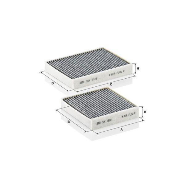 ●メーカー名：マンフィルター / MANN-FILTER●商品名：CUK21000-2 キャビンフィルター 活性炭入りメーカー品番：CUK21000-2JANコード：4011558411404A：159mm、B：205mm、C：159mm、...
