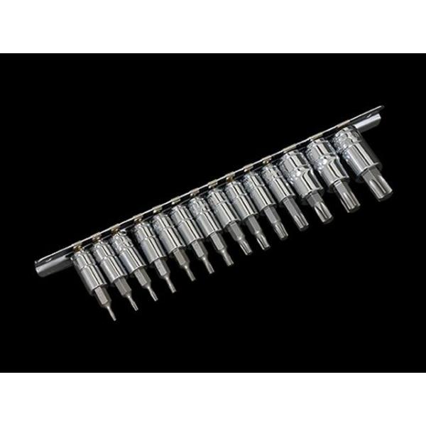 ●メーカー名：ジーニアスツール / GeniusTools●商品名：14ピース 1/4・3/8差込角 トルクスソケットセットメーカー品番：・005980BS-2314Tクローム特殊鋼【差込角】3/8 【長さ】50mm トルクスサイズ：T-4...