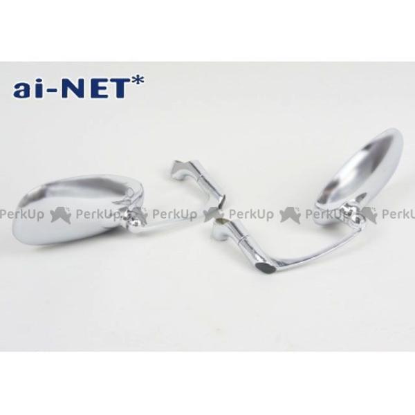 ●メーカー名：アイネット / ai-net●商品名：バレンオーバルミラー 左右セット A（メッキ）メーカー品番：835JANコード：4571460828337汎用 メッキバレンオーバル 左右セット（鏡面はクリア） 正ネジ10mm 2本 逆ネ...