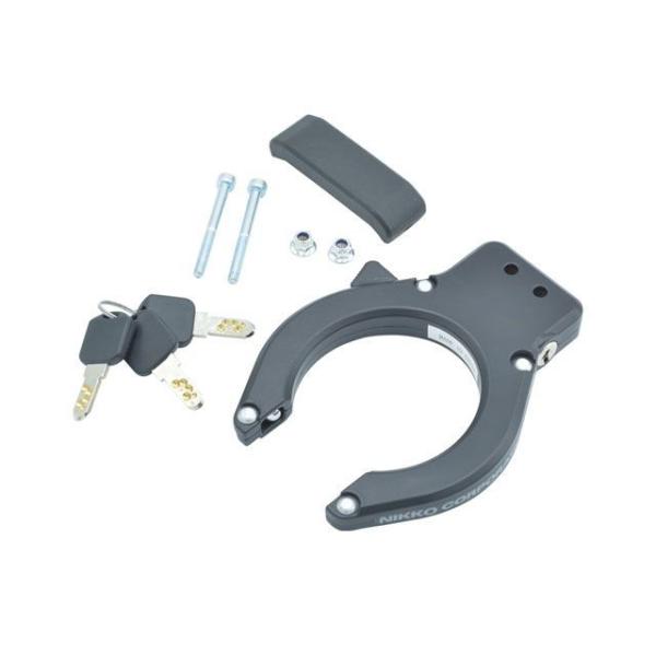 ●メーカー名：ニッコー（自転車） / nikko(ニッコー)●商品名：リング錠（NC172）リングロック スポーツ車用 ※簡易パッケージ仕様 （ブラック）JANコード：4511418263001ブラック材質：アルミ製ダイカスト対応車種：Vブ...