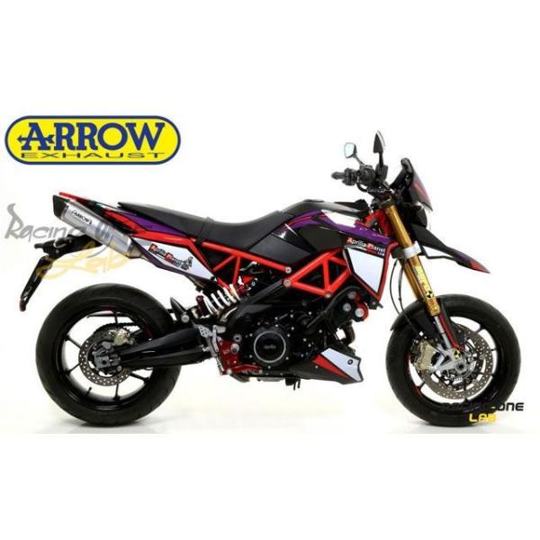 ●メーカー名：アロー / ARROW●商品名：Aprilia Dorsoduro 900 2017-19 Thunder Eマーク アルミエキゾースト カーボンエンドキャップ（Dx-Sx）＋1：2 ステンレスリンクパイプ ｜ 71907AK...