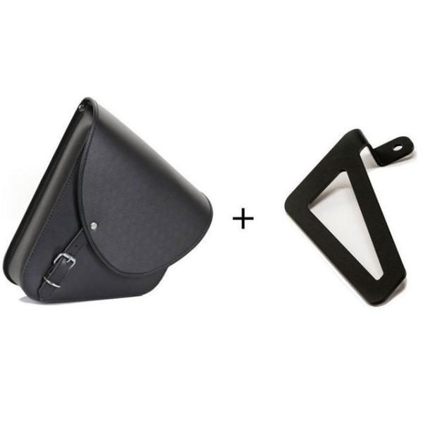 ●メーカー名：カスタムアクセス / CustomAcces●商品名：Barcelona Leather Saddlebag Right Side ＋ Universal Support Right Side Black ｜ APS006Nメ...