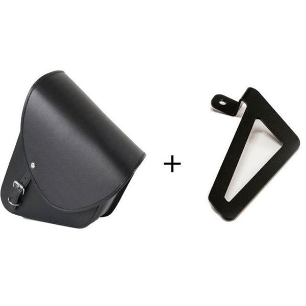 ●メーカー名：カスタムアクセス / CustomAcces●商品名：Barcelona Leather Saddlebag Left Side ＋ Universal Support Side Left Black ｜ APS007Nメーカ...