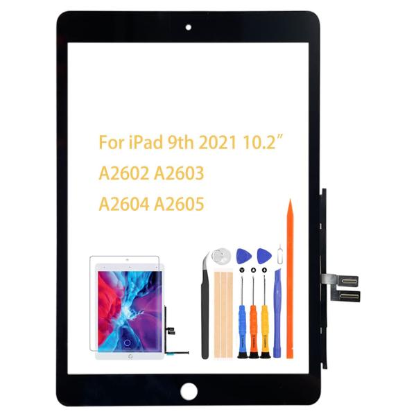 ?【対応機種】:(ブラック)For ipad 9 2021 10.2 インチ A2604 A2605 A2603 A2602 タッチスクリーン交換用。ご購入した前にご端末のモデルをご確認のほどよろしくお願いいたします。壊れた画面、故障したス...