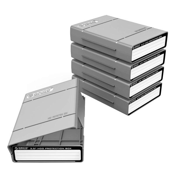 【3.5インチ収納】3.5インチ内蔵ハードディスクを1台まで収納可能な保管ケースです。5点セット販売しますので、多くHDDを持っている人に最適です。ロック式デザイン、手軽にHDDを取り替えます。【良質な原料】このケースは高品質のPP材料を取...