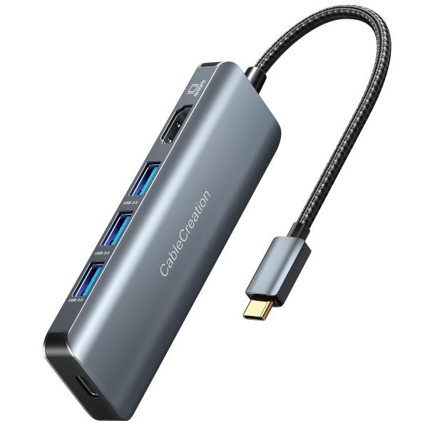 【5-IN-1 Type-C ハブ】CableCreationタイプ C ハブは8K@30Hz HDMI ポート＋100W PD急速充電ポート＋3つのUSB3.0 ポートが搭載します。プラグ ＆ プレイ、ソフトウェアなし、ドライバー不要です...
