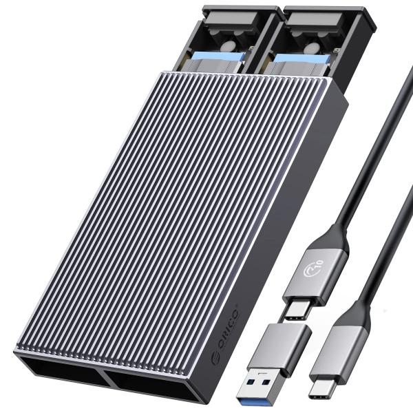 【デュアルスロットNVMe ケース】このデュアルスロットM.2 ケースには、2つの独立したM.2 NVMe SSDケースがあり、単一のSSDを独立して実行し、2つのデータケーブルを同時に接続して2つのSSDを読み取ります。 電源アダプタは必...