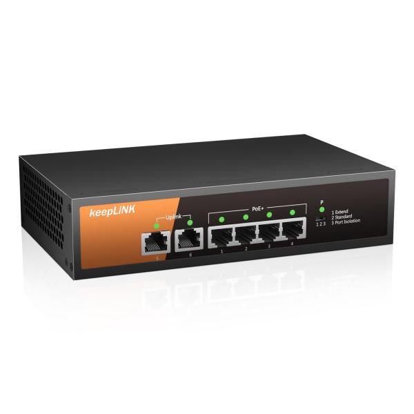 6x 10/100Mbps オートネゴシエーション RJ45ポートを採用、PoE対応4ポート搭載（802.3 af/at準拠）、各ポート最大30WのPoE給電可能で全ポート合計最大値65WのPoE給電能力を実現。注：24VパッシブPoEには...