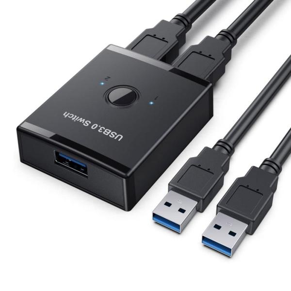 1台のUSB 3.0デバイスを2台のコンピューター間でワンタッチで切り替えることができます。2台のUSB3.0デバイスを1台のコンピューター間でワンタッチで切り替えることができます。小さなオフィス環境でプリンターやスキャナーを共有するのに最...