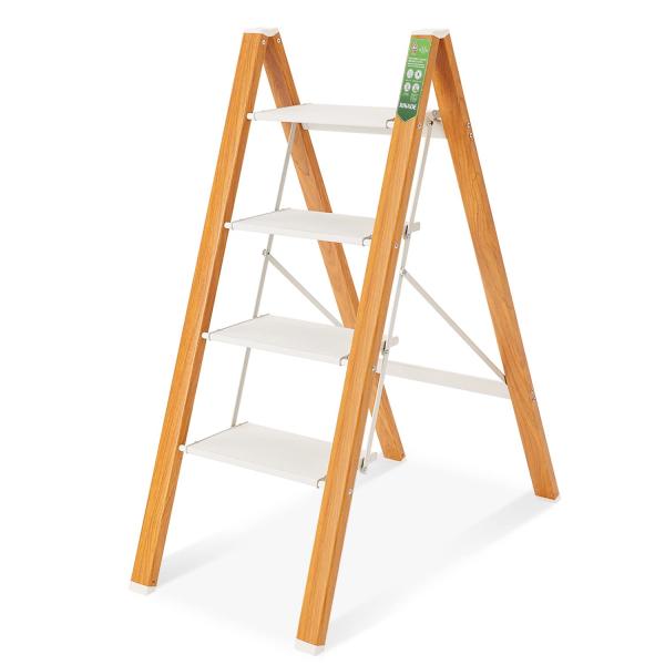 【商品寸法】展開時サイズ：幅45cm×奥行83cm×高さ102cm、折りたたみサイズ：幅45cm×奥行5.5cm×高さ110cm。【素材】アルミ合金製。このはしごは高品質の素材で作られ、何回展開しても大丈夫です。最大使用荷重は150kgです...