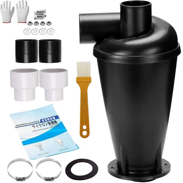 【高効率化】内径50mm(Inner)、フランジベースの集塵機、集塵効率：90〜99％、第3世代のターボチャージャー付きサイクロン集塵機は、産業および個人の処理センターで広く使用されています。【高品質な材料】高強度、良好な靭性のPE熱可塑性...