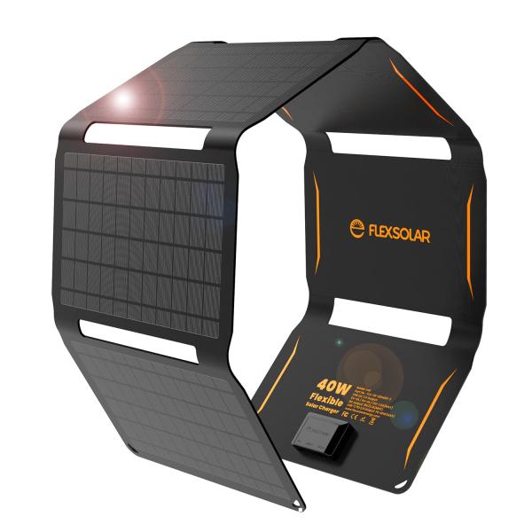 【ソーラーパネル充電器】1*QC3.0 USB-A（最大18W）/1*PD2.0 USB-C（最大18w）(5v-3A/9V-2A/12V-1.5A)/19V DC(5.5*2.1mm)（最大40W）の内蔵出力で、スマホ (Androidと...