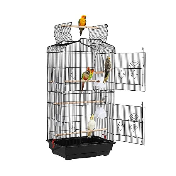 【安全性アップ】上層と下層のリンク所?に金属ロックを取り付けて、上下の間に透き間がないようにします。フェンス間隔は1cmで、またかごの扉は鳥につつかれないように止め金を設計されて、鳥の脱出を防ぐことができます。【頑丈な構造】この大型鳥小屋は...